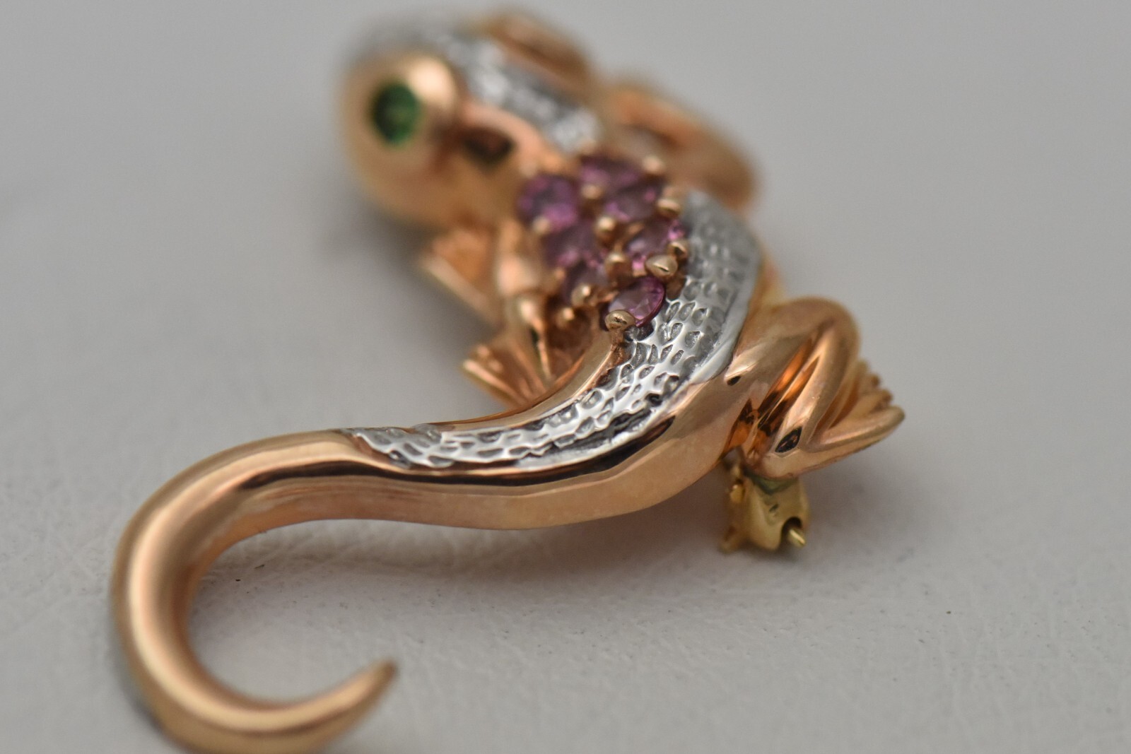 14k Rose Gold Salamander or Lizard Pin Brooch pave sapphire, Mint | eBay