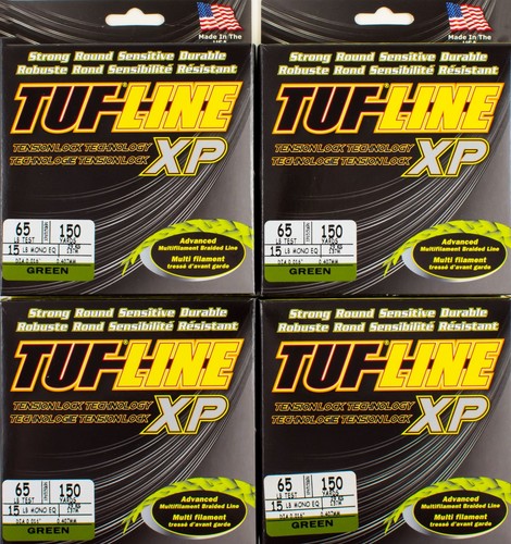 (LOT OF 4) TUF-LINE XP MULTIFILAMENT BRAIDED LINE 65LB 150YD GREEN ...