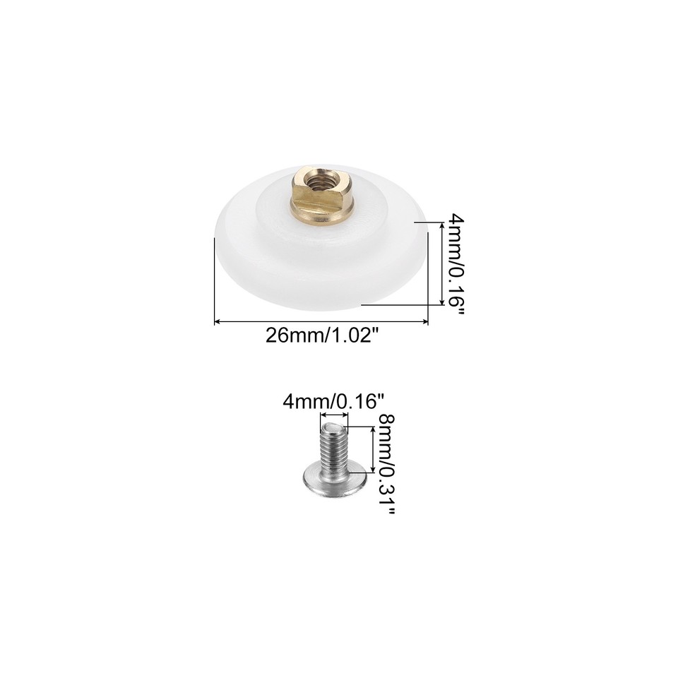 Shower Door Rollers 26mm/1", 4 Pack Glass Door Runner Grooved Wheels ...