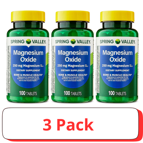 Spring Valley Magnesium 250mg Dietary Supplement Tablets 100 Ct 3 Pack ...