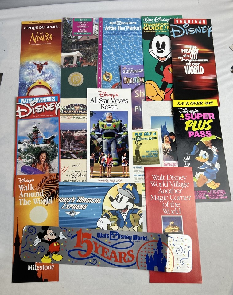 Disney World Brochures Advertising Lot W/ 15th Anniv Bumper Sticker ...