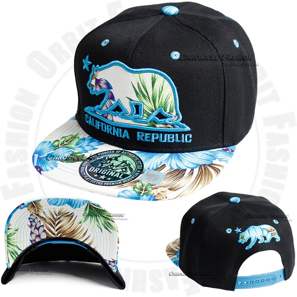 California Republic Baseball Cap Cali Bear Snapback Hat Hawaiian Flat ...