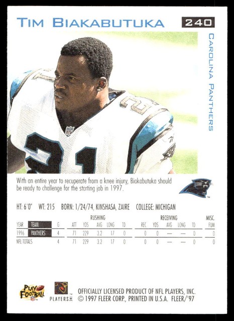 1997 Fleer - #240 Tim Biakabutuka for sale online | eBay