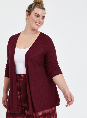 Torrid - Wine Red Drape Front Cardigan Sweater Womens Plus Sz 3 | eBay