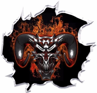 Ripped demonic skull vinyl graphic decal motorcycle go kart race car ...