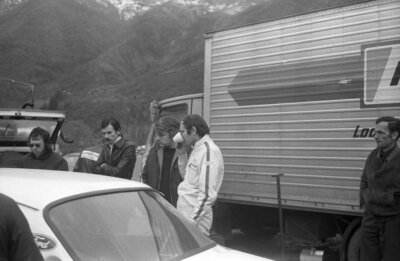 Roger Clark stands with Jim Porter 1973 WRC Rally Car Motor Racing Old ...