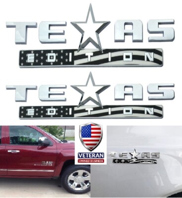 -TWO- AMERICAN FLAG TEXAS EDITION EMBLEMS BADGE fits CHEVY SILVERADO ...