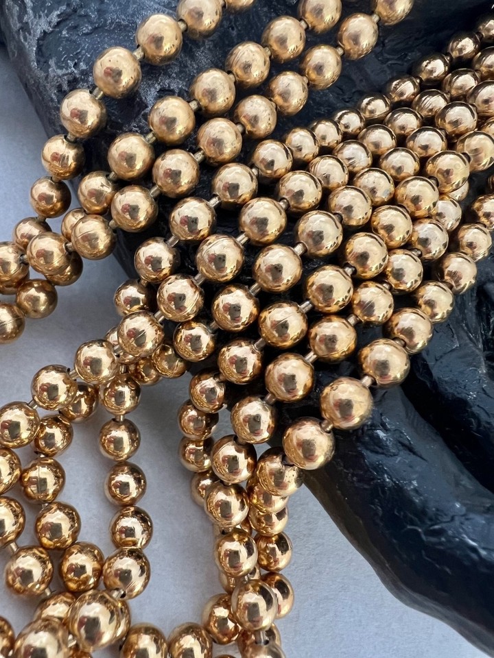 A129 Vintage Napier Multi Strand Goldtone Bead Extra Long Drape ...