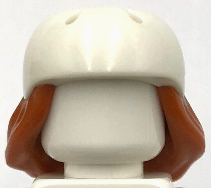 Lego New Dark Orange Minifigure Hair Combo Hair w/ Hat White Bicycle ...