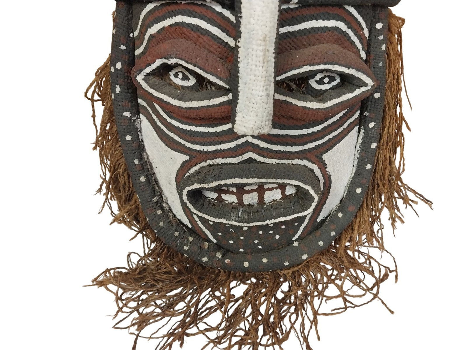 African Makishi Tribal Mask Raffia Trimmings 35" Tall Wearable HUGE ...