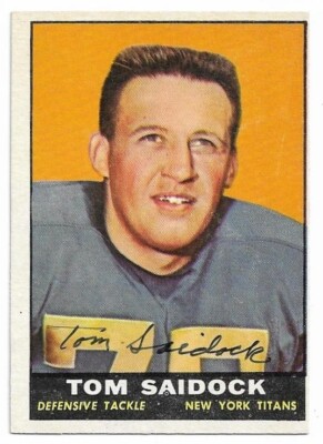 TOM SAIDOCK 1961 Topps Signed Autographed Football card #155 New York ...