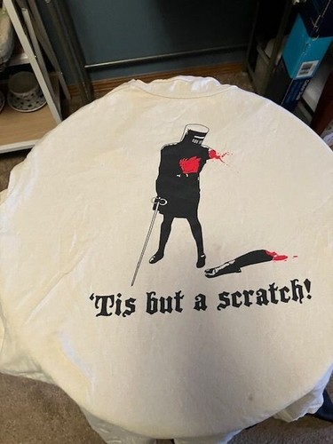 Monty Python Holy Grail Black Knight Tshirt Size L Beige shirt | eBay