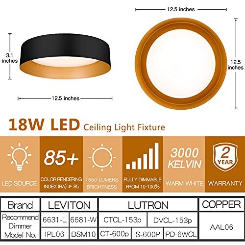 Flush Mount Ceiling Light12.5 Inch Led Ceiling Light Fixturematte Black ...