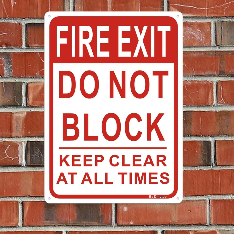 Fire Exit Sign Do Not Block Door Keep Clear Aluminum 14x10 Inch 2 PCS ...