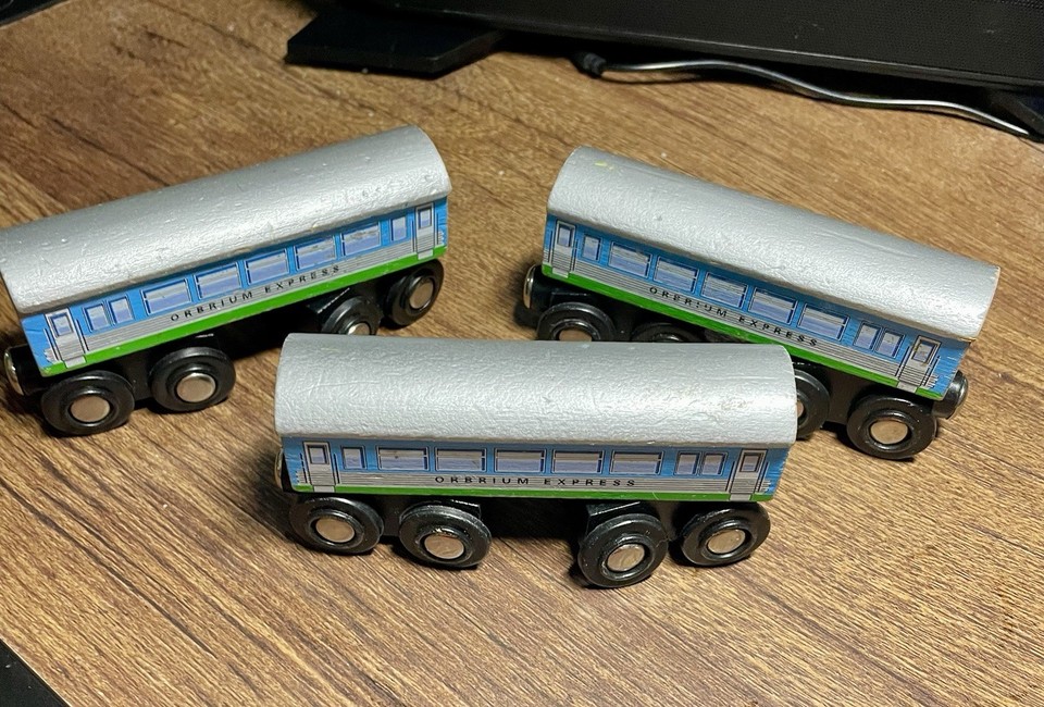 Wooden Railway Express Coach Cars - Wooden Train 3 Pcs | eBay