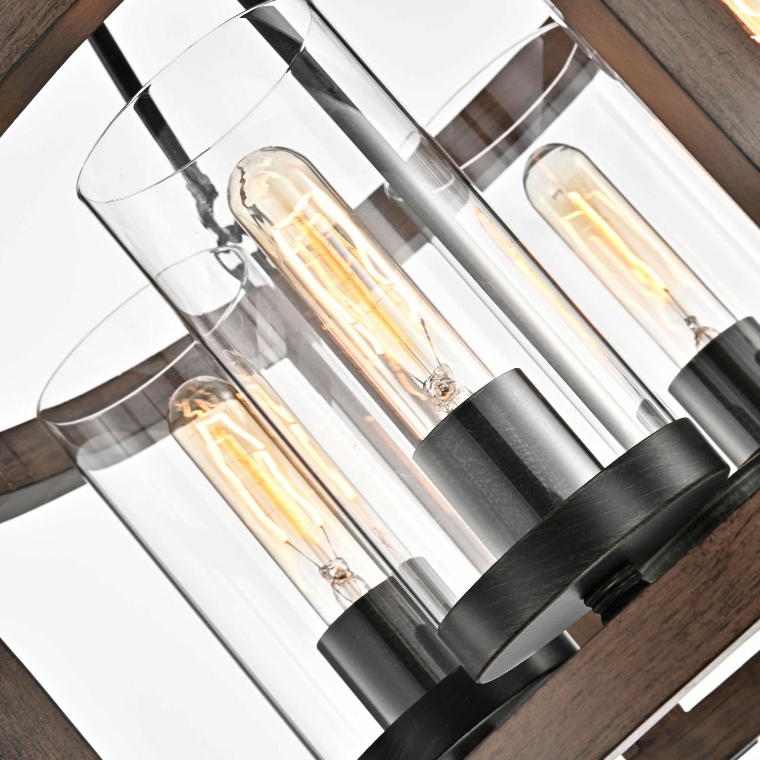 Rustic Chandelier Light Round Wood Ceiling Fixture Modern Farmhouse ...