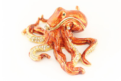 Octopus Jewelry Trinket Box Decorative Collectible Enamel Sea Ocean ...