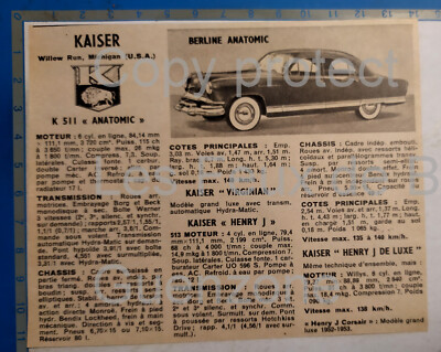 BERLINE ANATOMIC KAISER K511 Michigan automobile 1953 document photo cutout | eBay