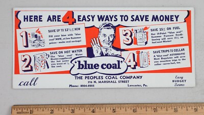 Advertising Ink Blotter Blue Coal Peoples Coal Co. Lancaster ...