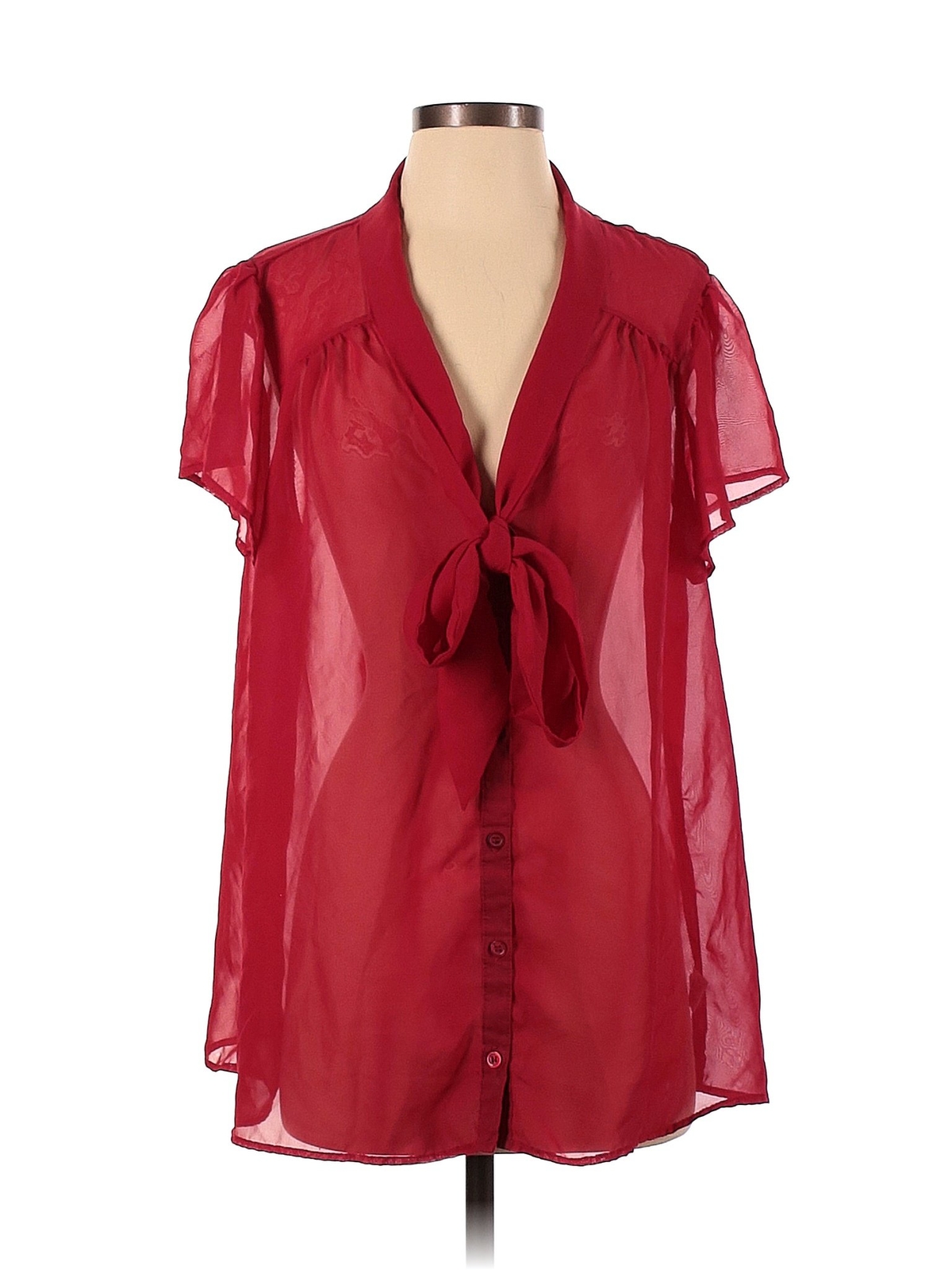 Pure Energy Women Red Short Sleeve Blouse 2 Plus | eBay