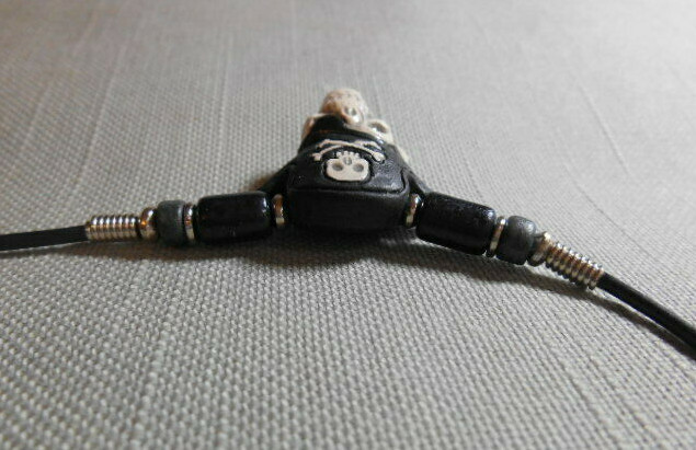 Novelty 18" Pirate Necklace Ceramic Skull Black Leather Cord FIMO Beads ...