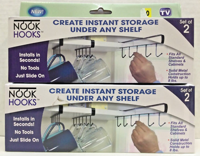 Nook Hooks Under Cabinet Hooks 4 Pack, Holds Mugs, Utensils, Coffee Cup ...