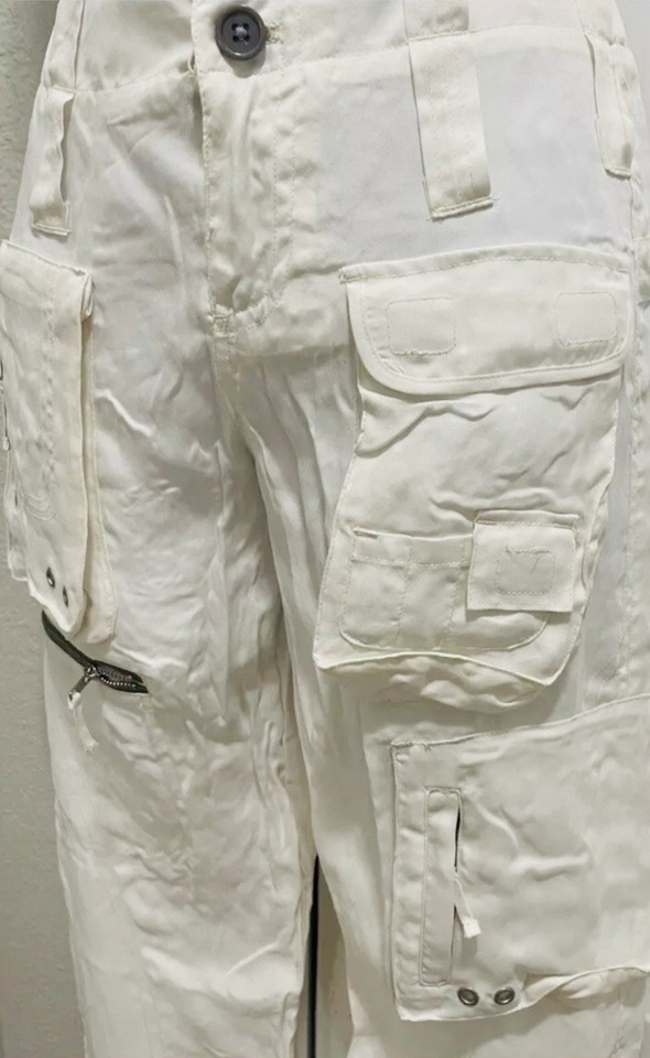 Johnny Was Crisp White Marika Cargo Pants Button Zipper Front Size 4 ...