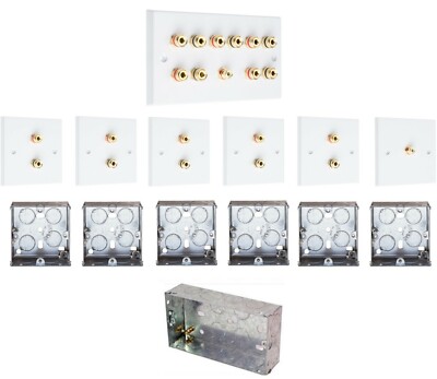 5.1 Surround Sound Audio AV Speaker Wall Face Plate Kit + Back Boxes ...