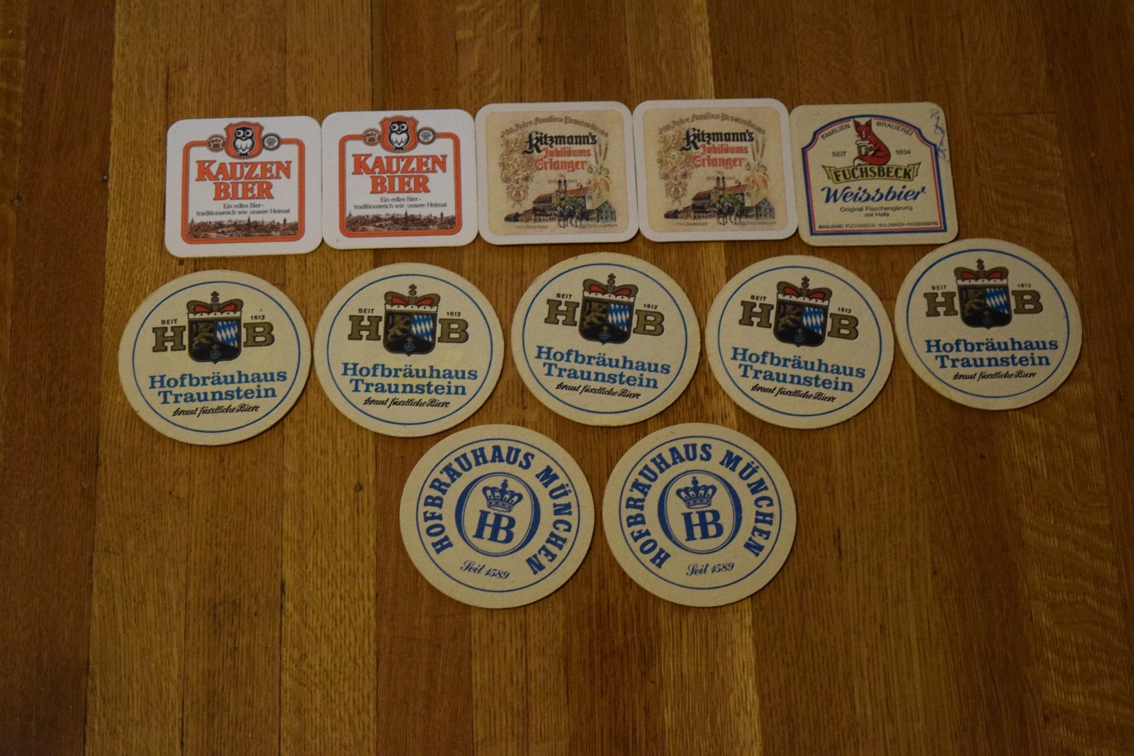 Set of 12 Vintage German Beer Coasters Kauzen Bier Fuchsbeck ...