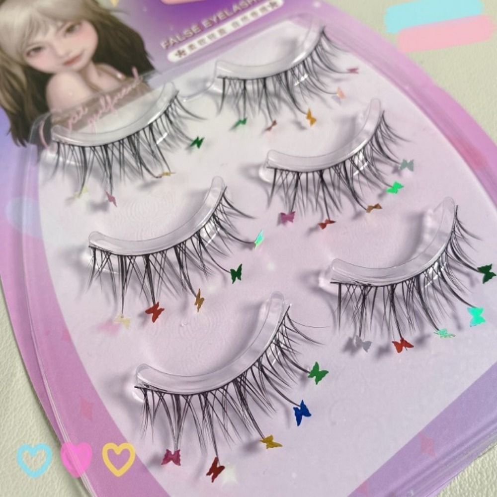 Natural Synthetic Sequins Butterfly False Eyelashes Eyelashes Women ...