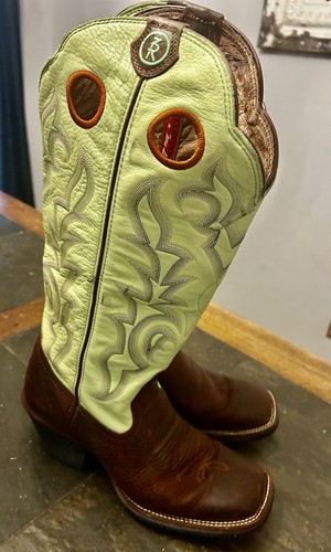 Tony Lama Green & Brown BUCKAROO ! Cowgirl Boots Women’s 10 B Square ...
