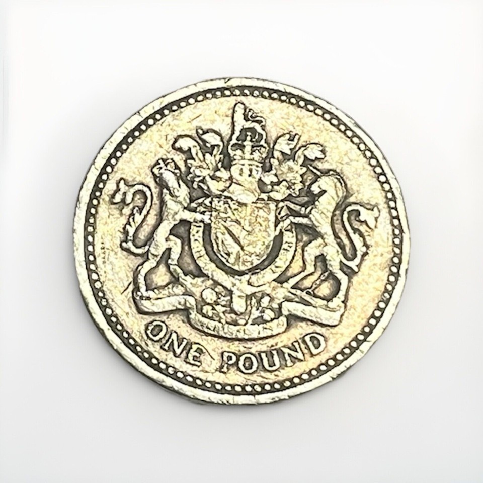 1983 QEii ONE BRITISH POUND - ERROR, UPSIDE DOWN EDGE LETTERS (1 AU ...