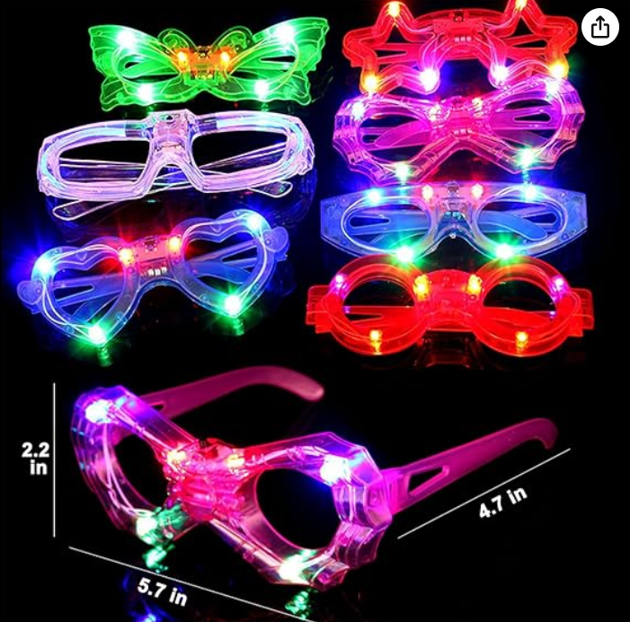 LED Light Up Glasses for Kids/ Adult LED Party Toys Assorted colors 12 ...
