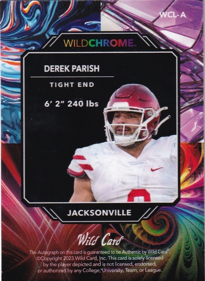 2023 Wild Card Wildchrome Derek Parish 8/8 Autograph Auto WCL-A Jaguars ...