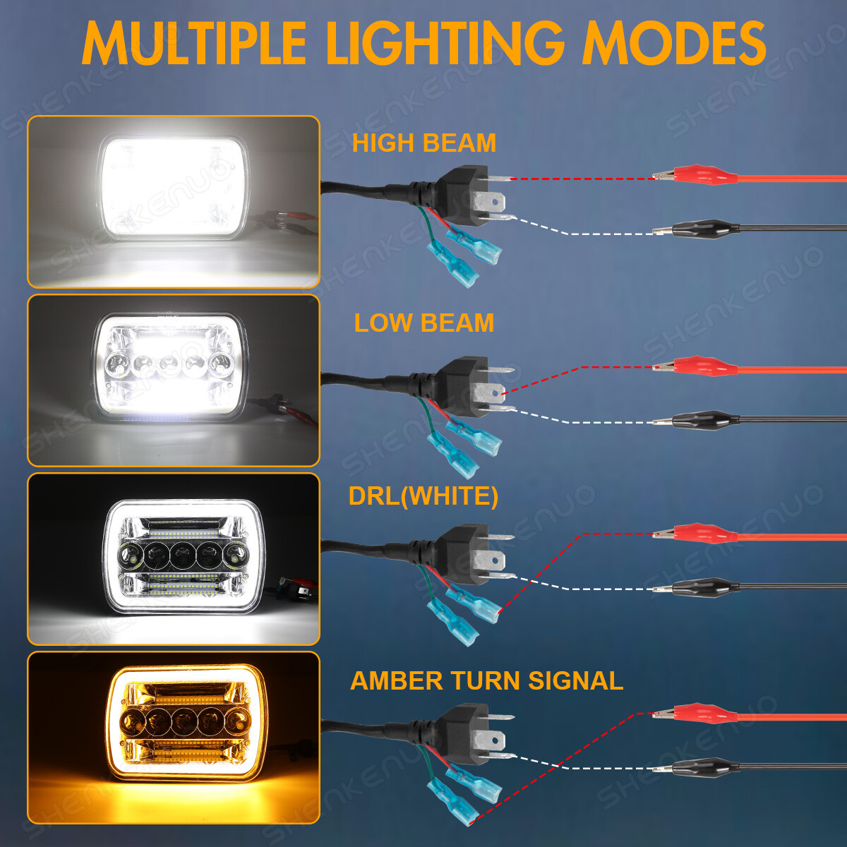 Pair 7x6" Led Headlight For INTERNATIONAL 4700 4900 8100 9900 9900I IX ...