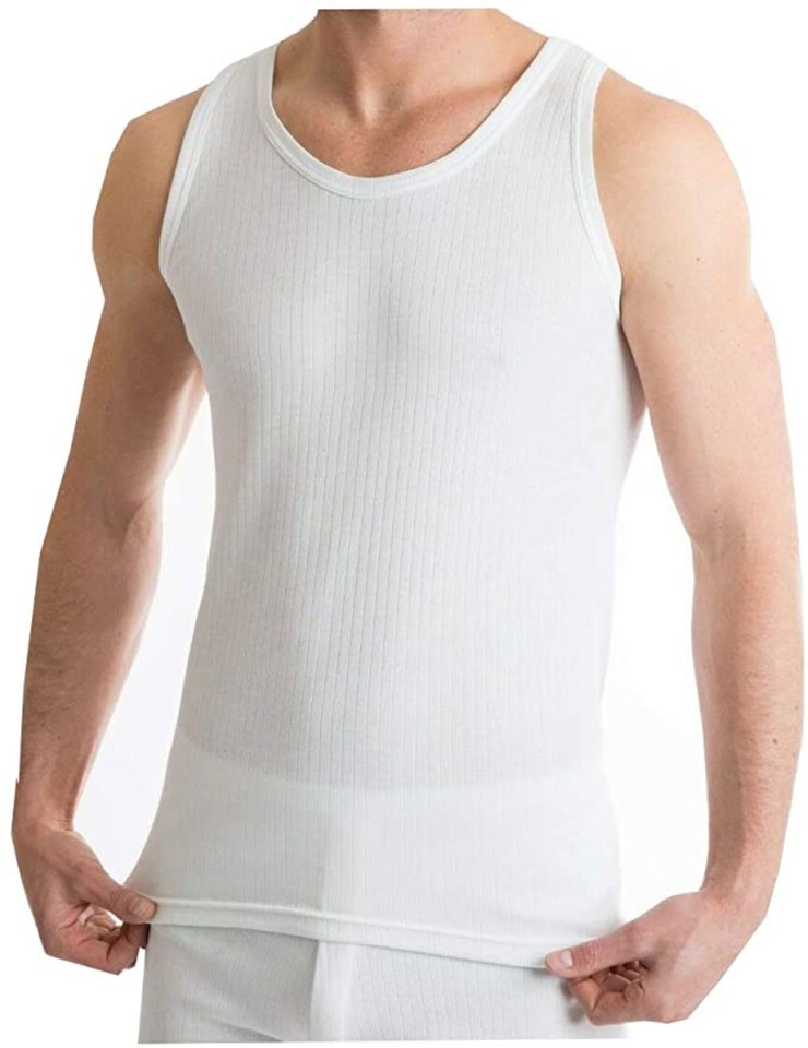 Mens Vests Ribbed Warm Thermal Vest Mens Mens Thermal Vests Mens White ...