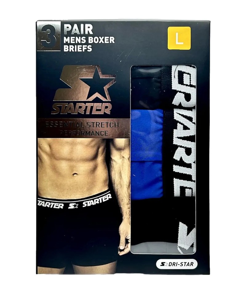 New Starter 3 Pack Men Essential Stretch Performance Boxer Briefs Sizes ...