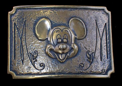RARE VTG. WALT DISNEY'S MICKEY MOUSE BRONZE BELT BUCKLE ~AL SHELTON~ | eBay