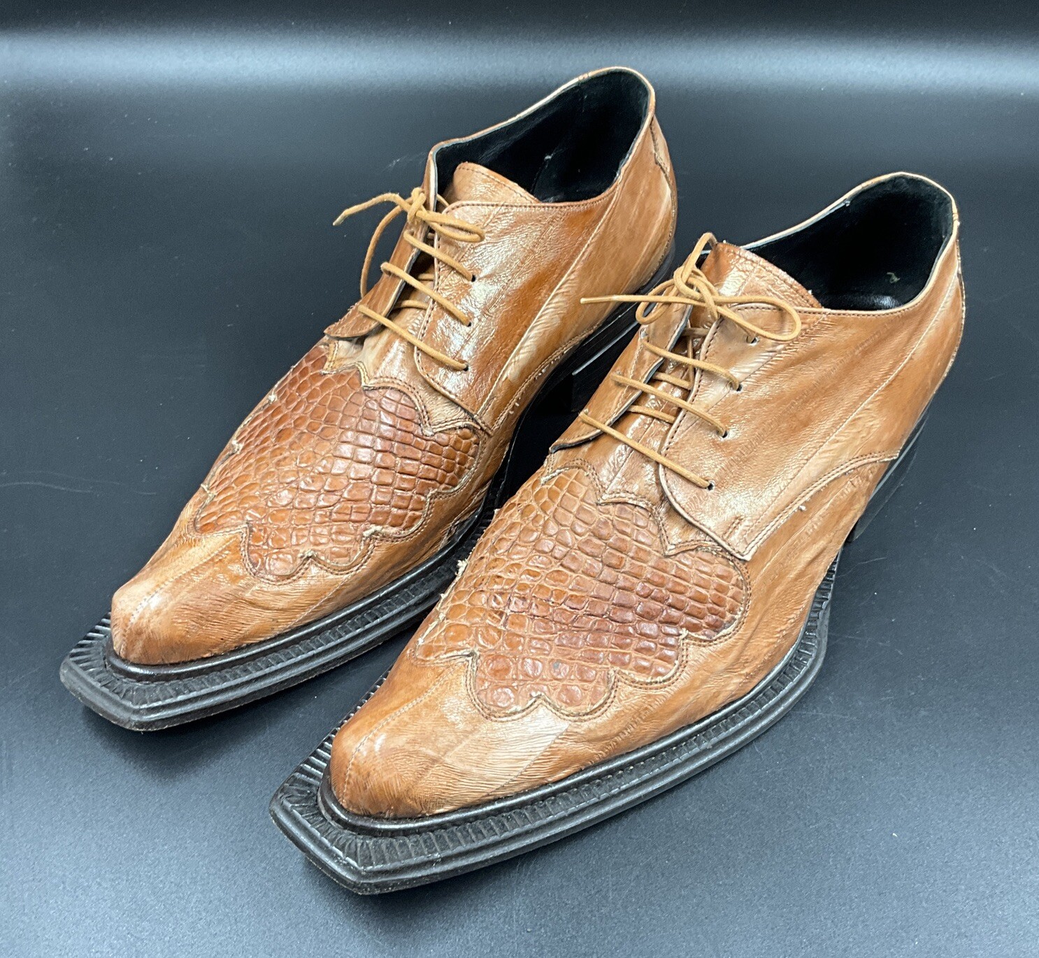 Rare MAURI Mens Brown Crocodile Alligator Shoes Size 10 1/2 Italy | eBay