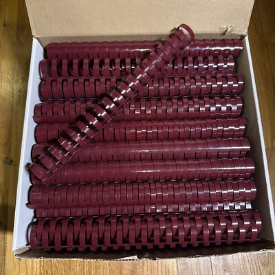 Box of 100 Ring 1" Diameter Comb Binding Spines Maroon Burgundy GBC 200 ...
