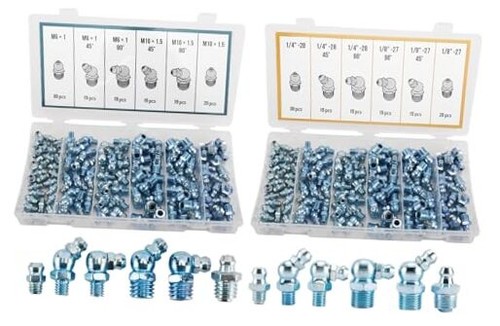 SAE & Metric Grease Fittings Kit, 220PCS Hydraulic Grease Zerk ...