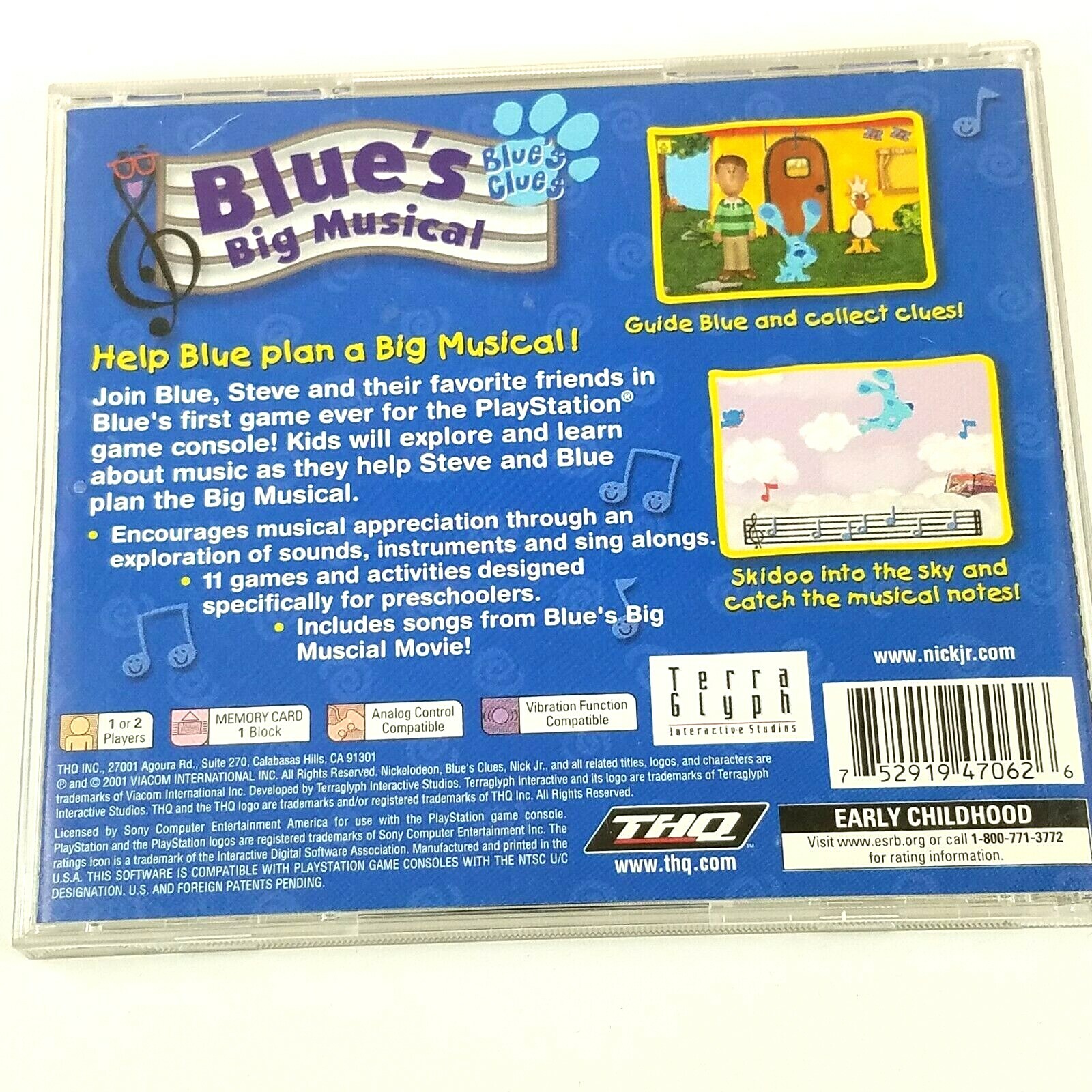 Blue's Clues: Blue's Big Musical (Sony PlayStation 1, 2001) Complete ...
