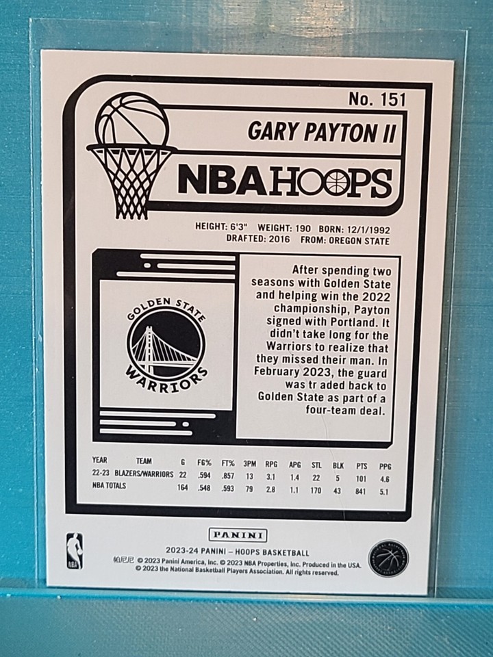 Gary Payton II 2023-24 NBA Hoops Asia Hyper Blue #151 Warriors | eBay