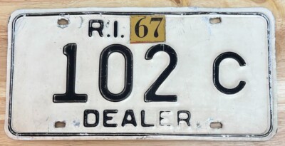 Rhode Island 1967 DEALER License Plate # 102 C | eBay