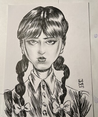 Sexy Wednesday Addams Addams Family Horror Original Art Drawing By ...