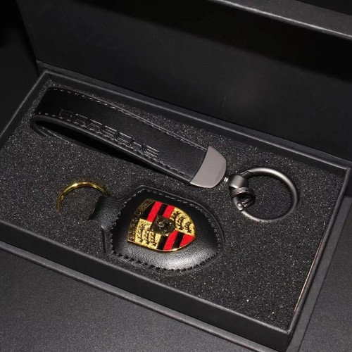 New Leather Porsche Premium Black Keychain with Box Set Gift for Men | eBay