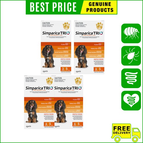 SIMPARICA TRIO Orange Heartworm Flea Control 3,612 Chews for 5.1 to 10 ...