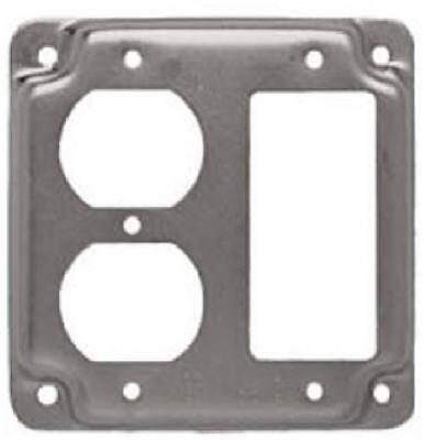 GFI & Duplex Receptacle Box Cover, Flat Corner, Exposed, Steel, 4-In ...