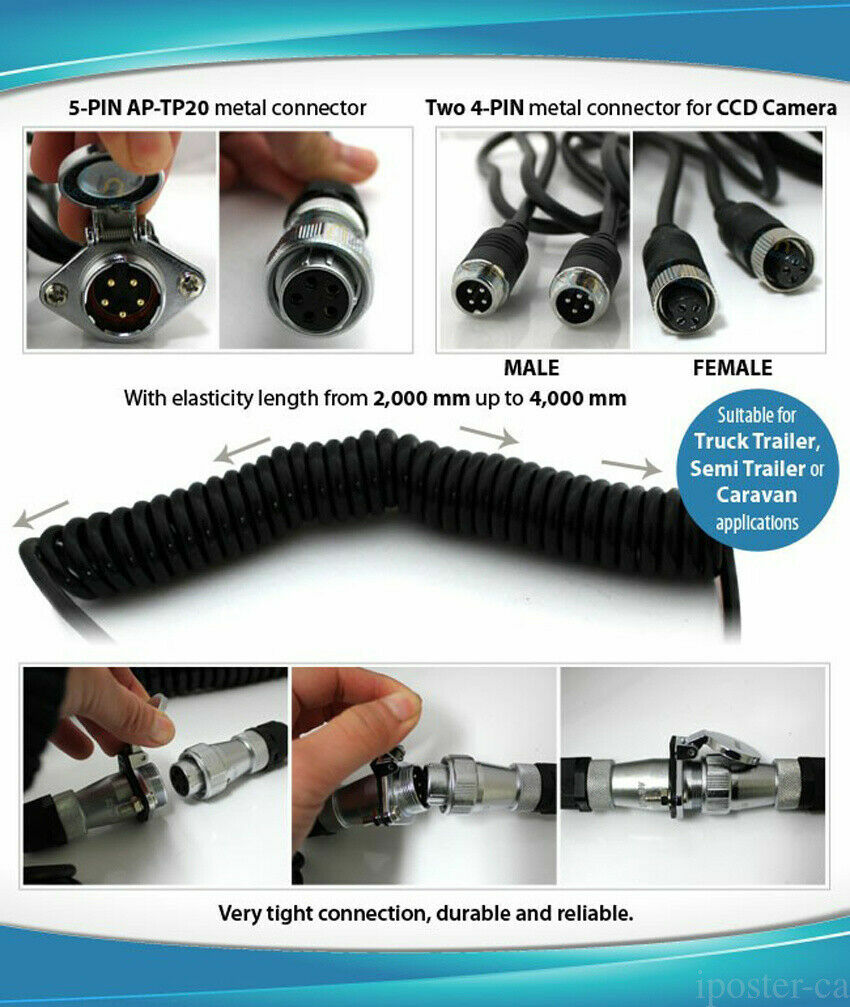 24V Heavy Duty Trailer Cable Suzi Coil 4PIN Connector Motorhome Truck ...