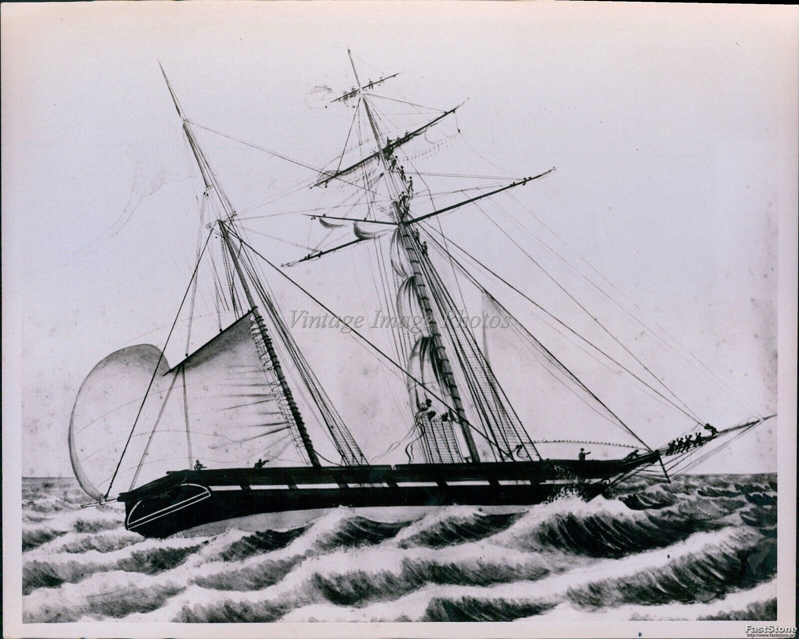 1973 Drawing Of A Historic Schooner Key West | Grelly UK